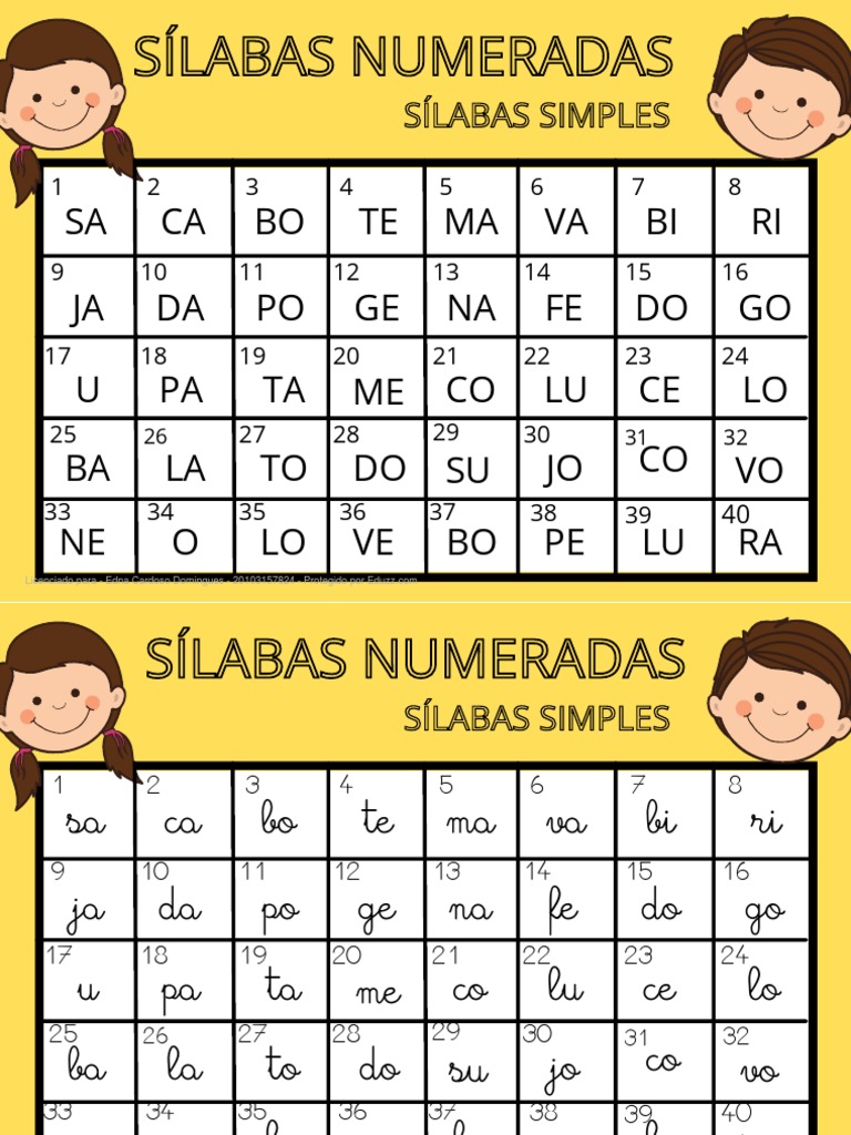 Silabas Numeradas Simples 2 | PDF | Ajedrez