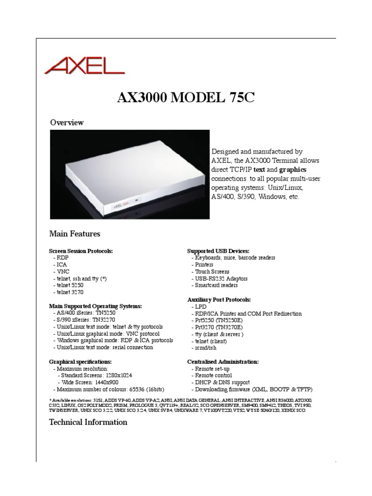 Axel Product Form AX3000 Model 75C | PDF | Computer Terminal | Internet ...