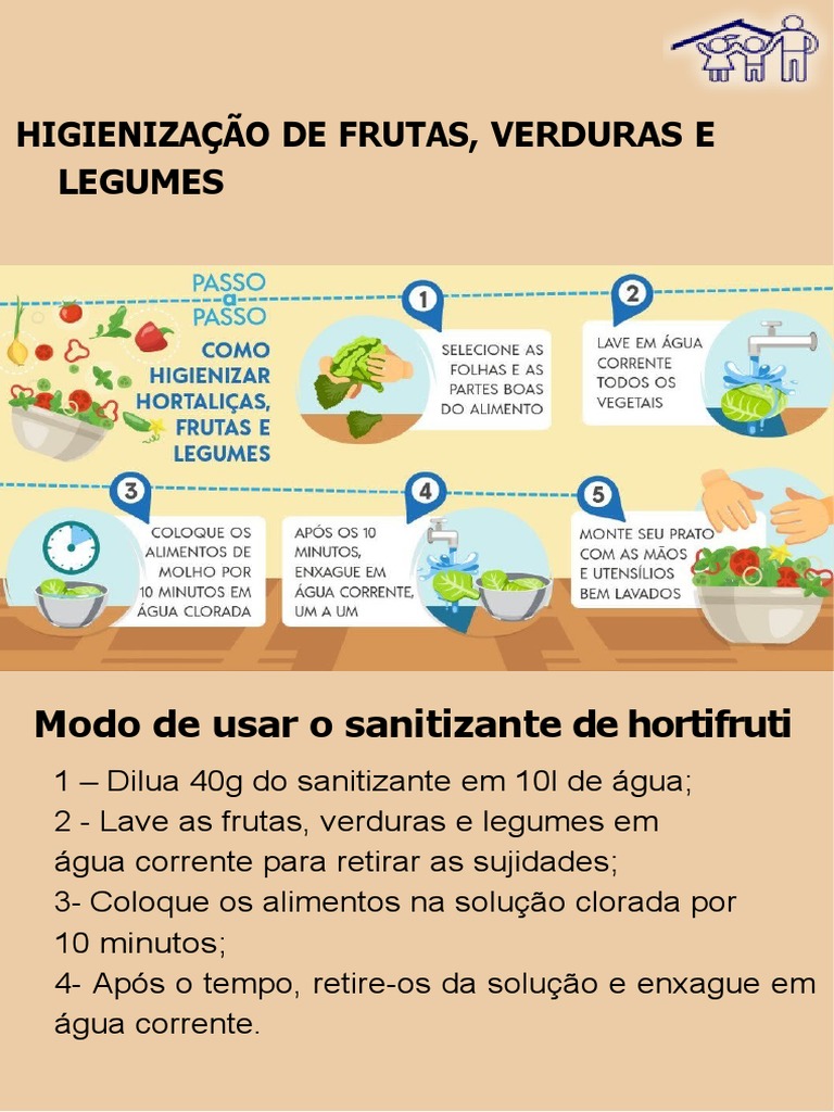 Passo A Passo para A Higienização de Frutas, Legumes e Verduras | PDF