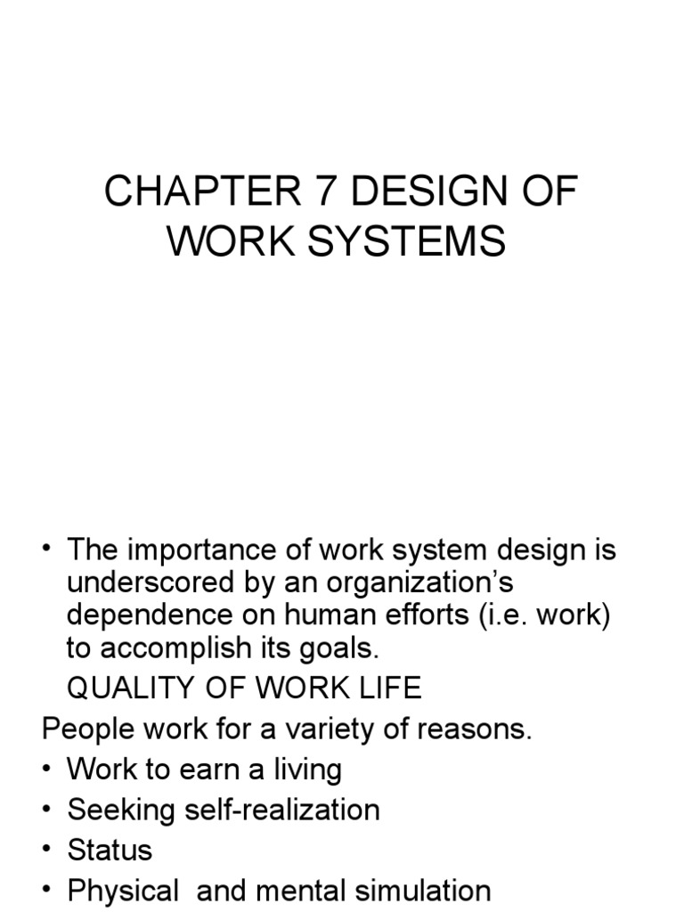 Chapter 7 Design of Work Systems | PDF | Standard Deviation | Human Factors And Ergonomics
