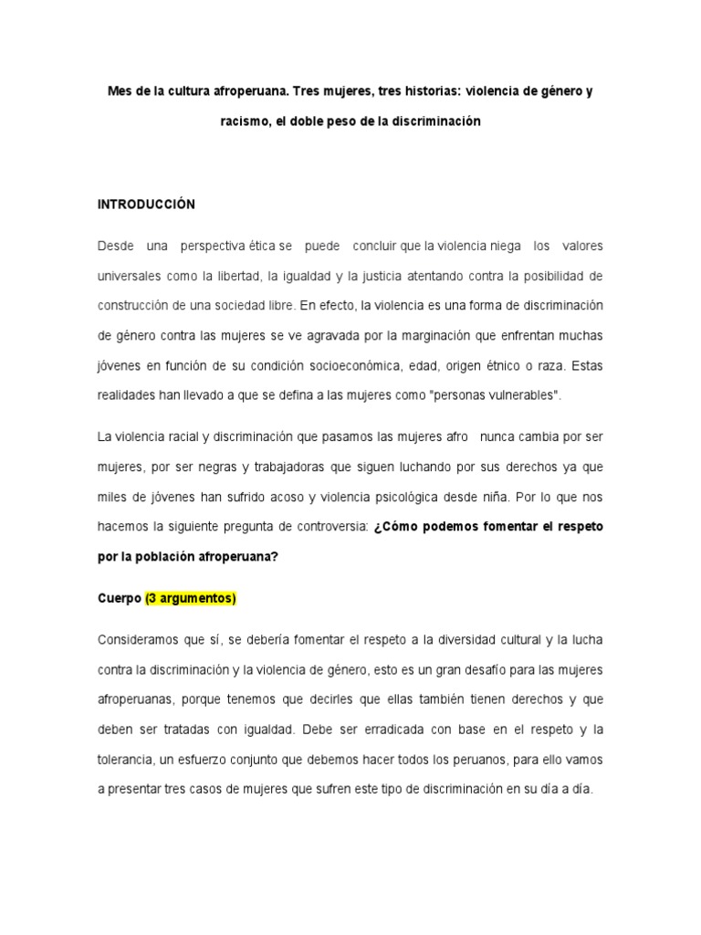 Ensayo TA2 | PDF | Discriminación | Racismo