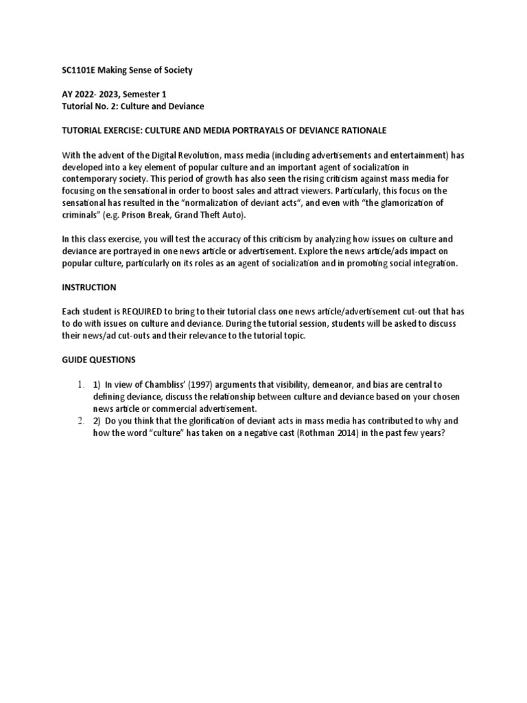 SC1101E Tutorial 2 Questions | PDF