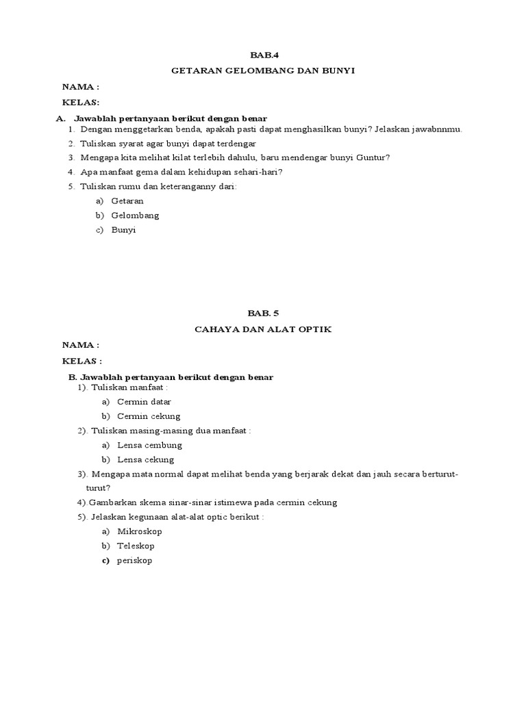 GETARAN, CAHAYA DAN ALAT OPTIK Docx1648702550 | PDF | Sains & Matematika | Sejarah