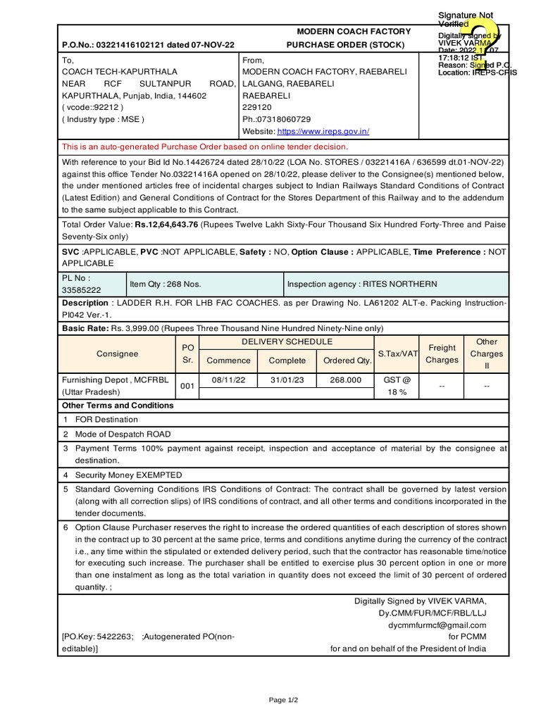 03221416102121-Ladder R.H. For LHB Fac Coaches | PDF | Economies | Business