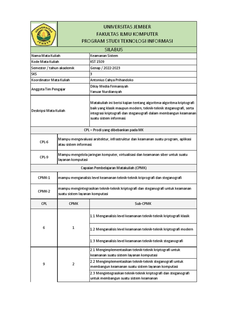 Silabus Kamsis TI 2223-2 | PDF