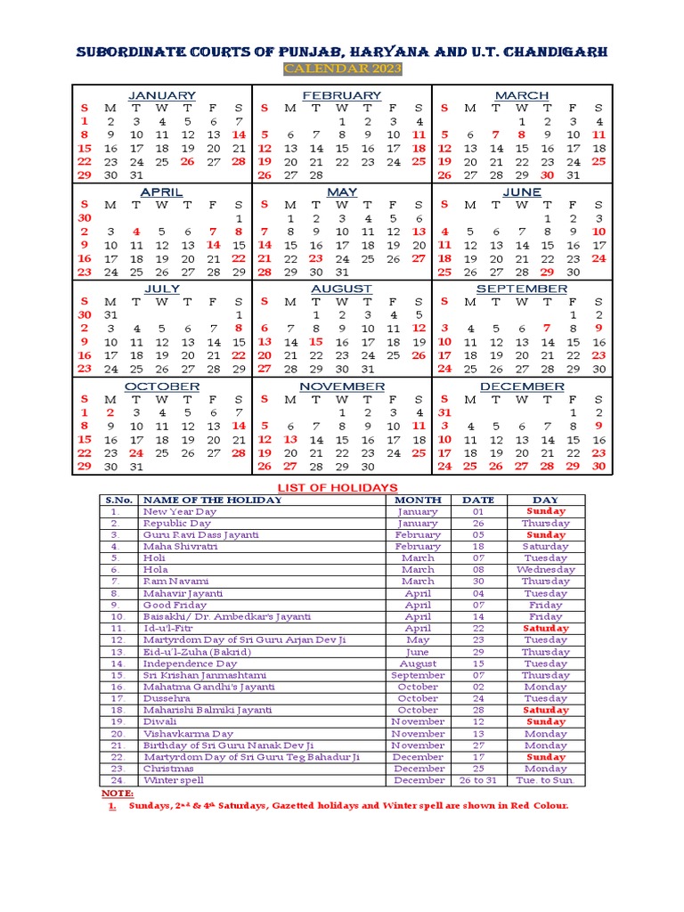 Haryana and Punjab Holiday Calendar 2023 | PDF | Indian Religions ...