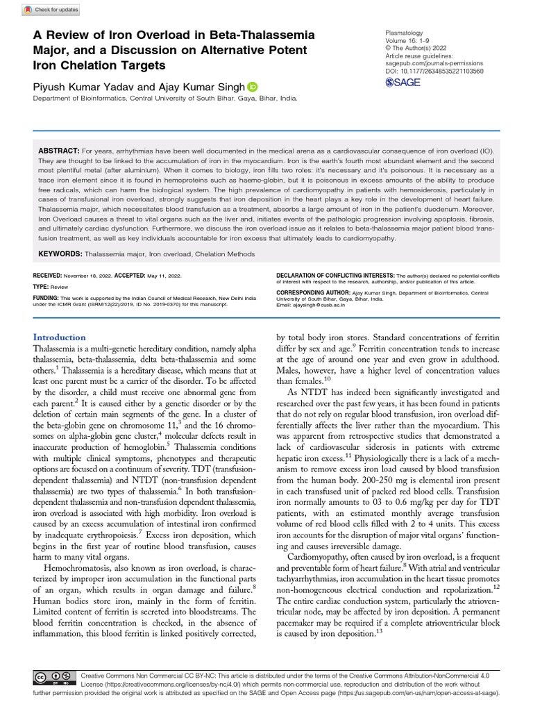 A Review of Iron Overload in Beta-Thalassemia Major, and A Discussion ...
