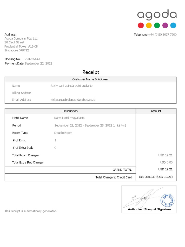 Agoda_Booking_ID_778926449_–_RECEIPT_enclosed | PDF