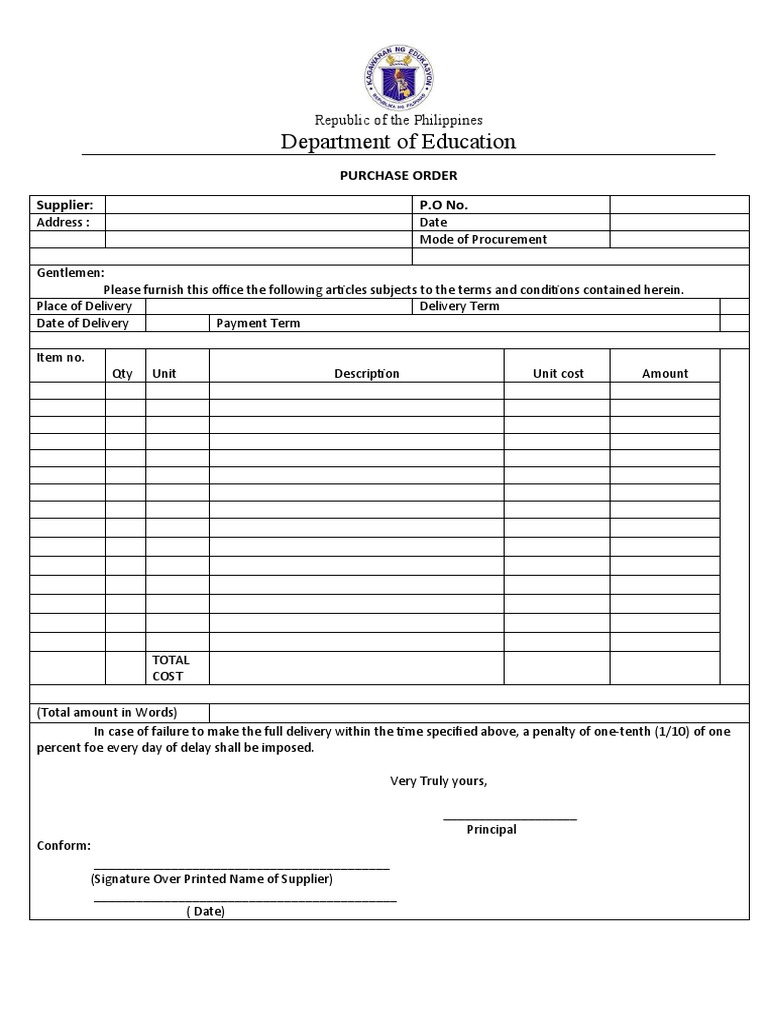 Bac - PURCHASE ORDER | PDF