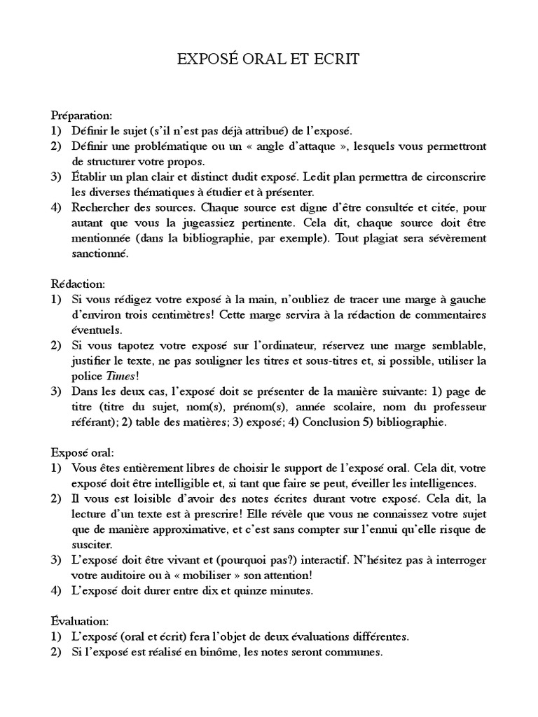 Guide pour un exposé réussi | PDF | Études des langues étrangères