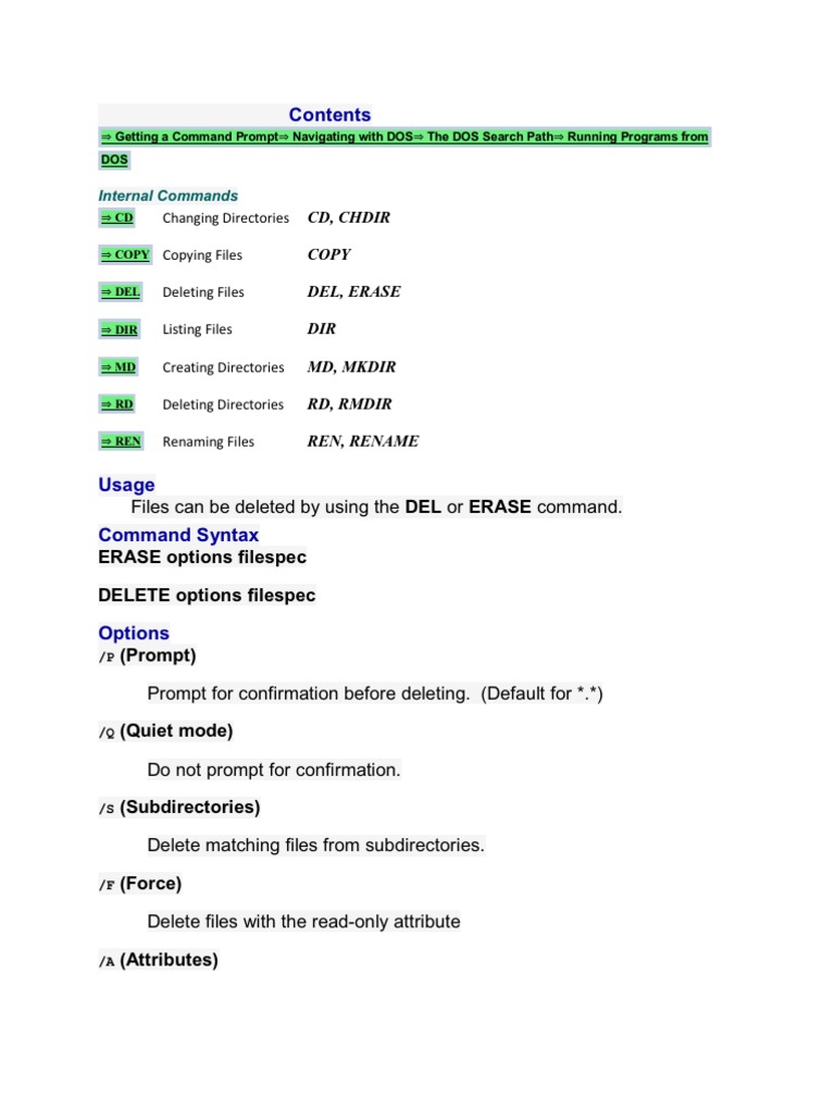 Internal Commands Dos Notes | PDF | Command Line Interface | Filename