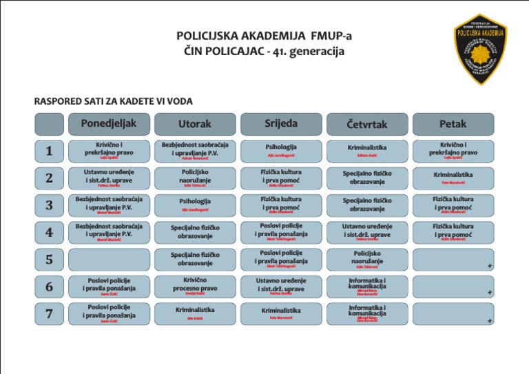 Raspored Casova | PDF