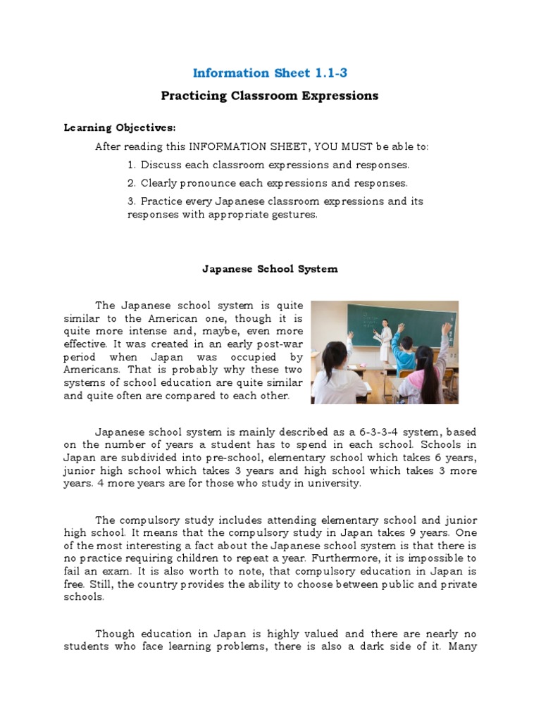 Practicing Classroom Expressions | PDF | Schools | Middle Schools