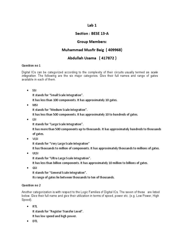 Lab1 Cald Bese13 A | PDF | Logic Gate | Integrated Circuit