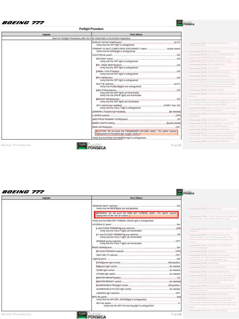 777 Preflight Procedures Overview | PDF | Altimeter | Manufactured Goods