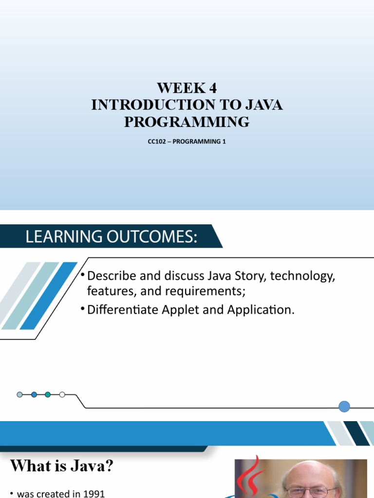CC102 Week-4 Lesson-Introduction To Java Programming | PDF | Java (Programming Language) | Java ...