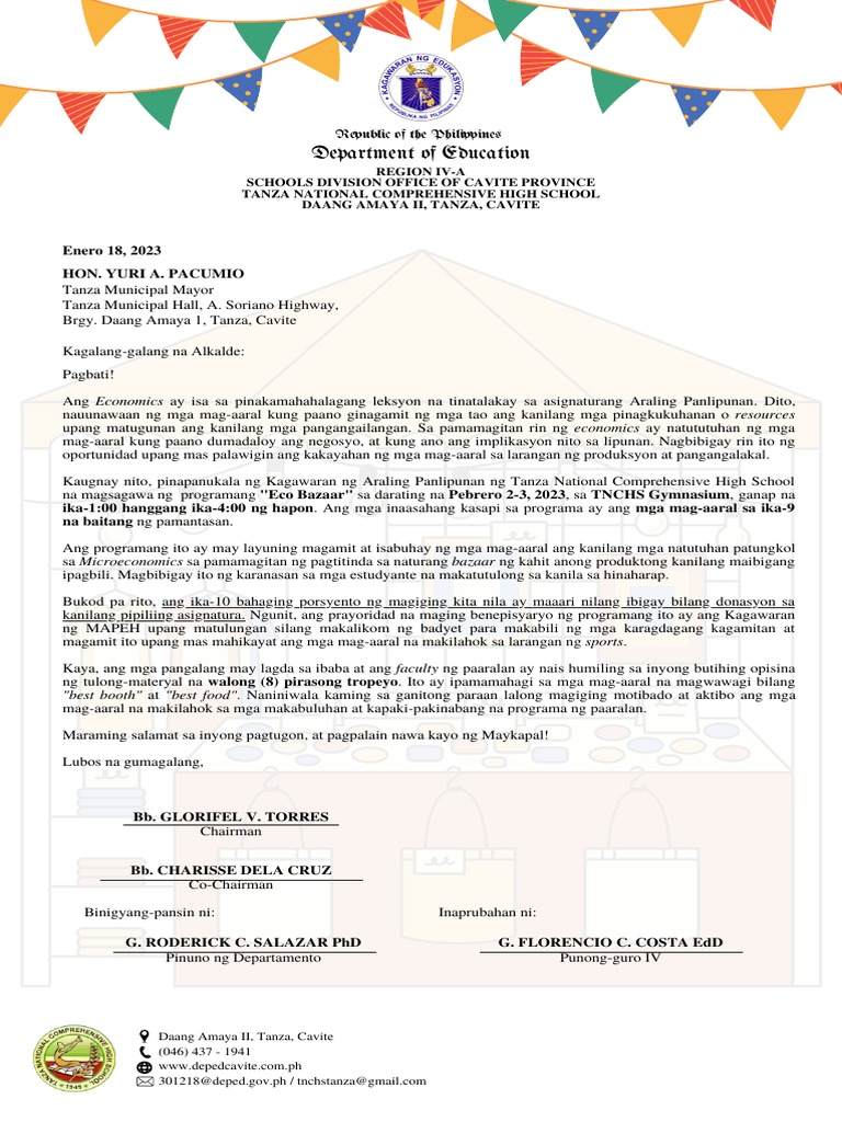 Eco Bazaar Solicitation Letter | PDF