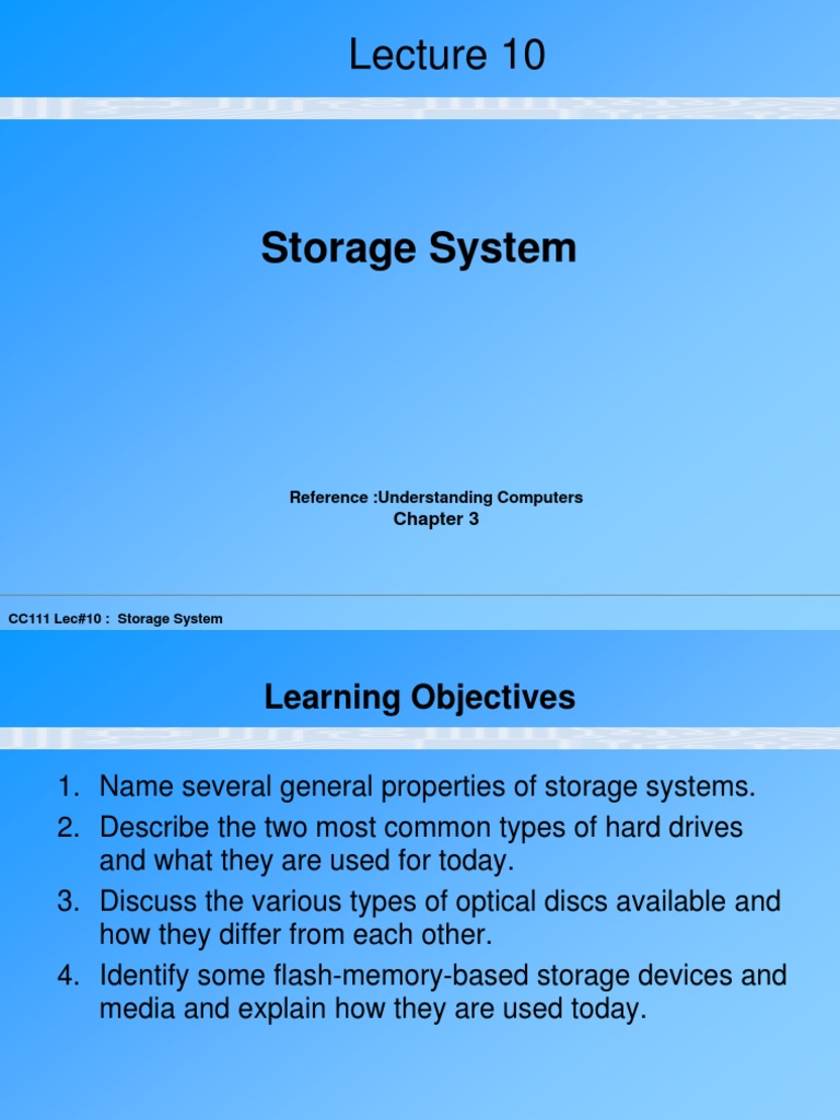 Lec 10 Storage System Pdf Computer Data Storage Usb Flash Drive
