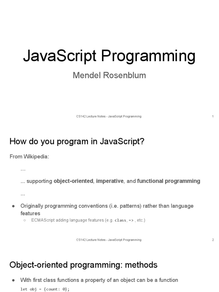 Javascript Programming Pdf Java Script Method Computer Programming 8191