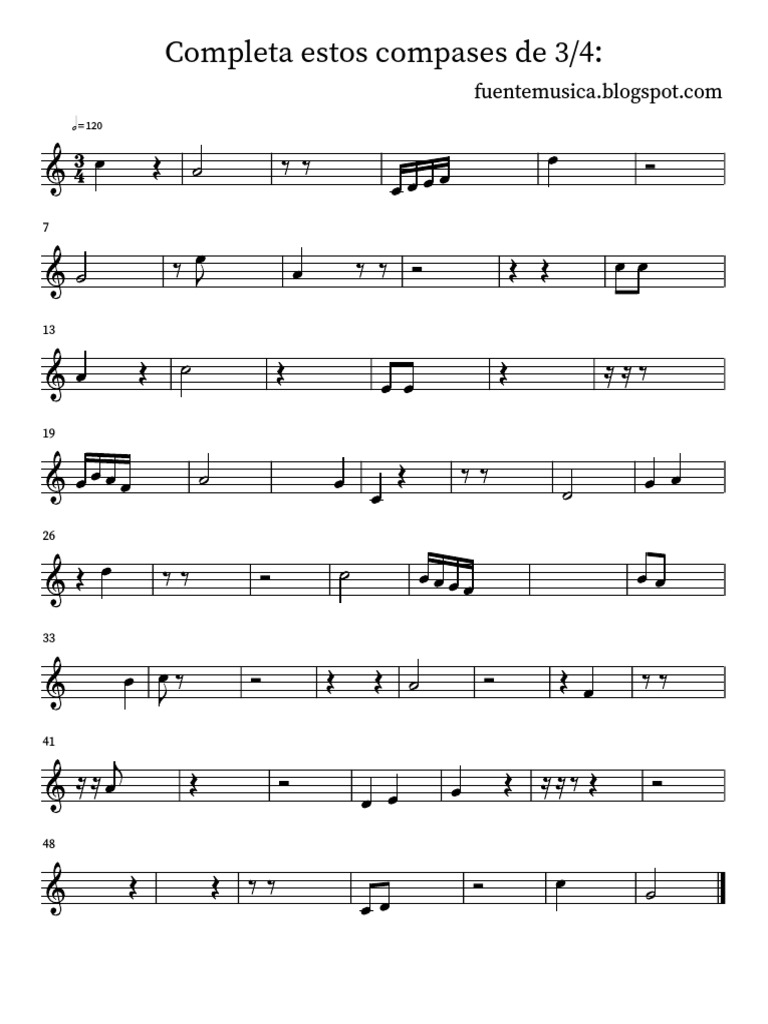 Completa estos compases de 3_4 | PDF
