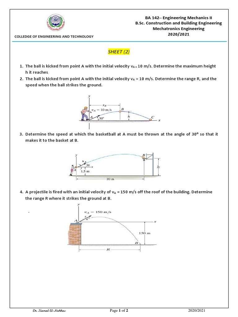 Projectile Motion Problems and Solutions | PDF