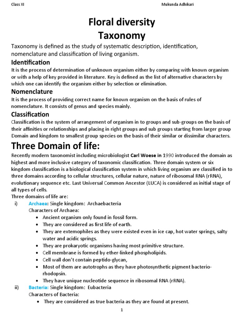 Taxonomy Xi Final New Pdf Taxonomy Biology Cell Biology