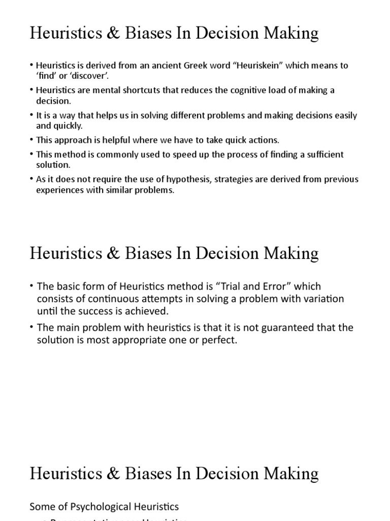 Heuristics & Biases in Decision Making | PDF | Heuristic | Decision Making
