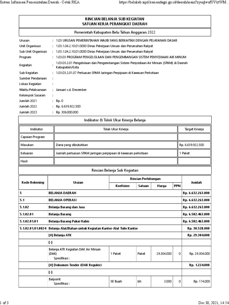 Sistem Informasi Pemerintahan Daerah - Cetak RKA | PDF
