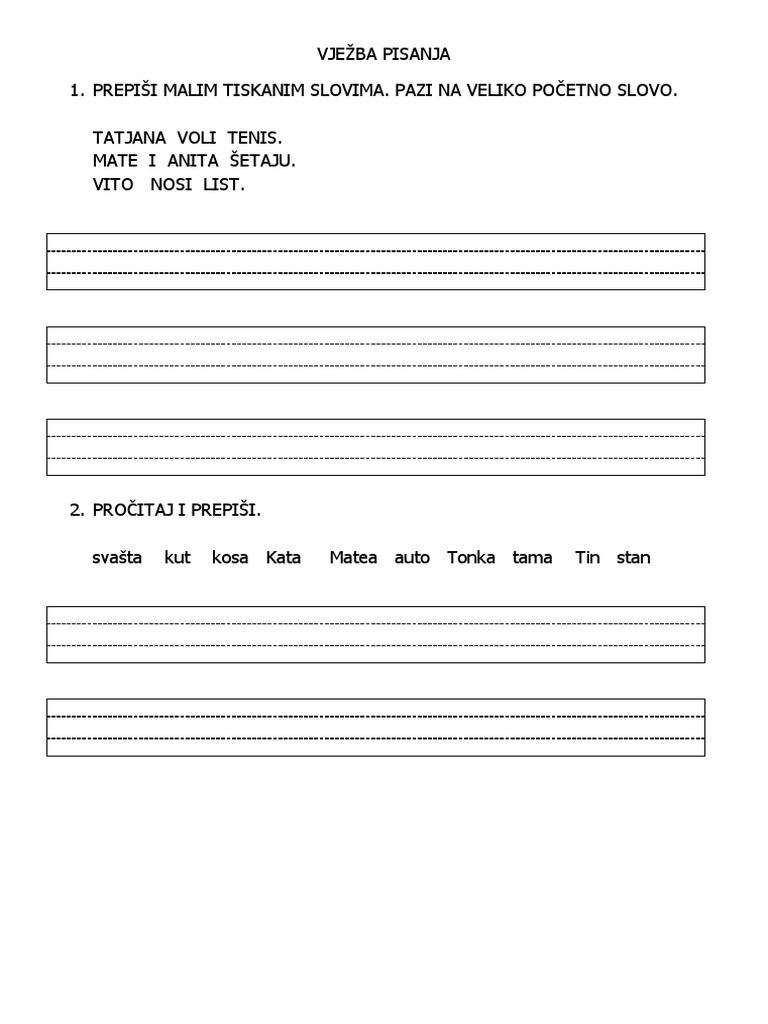 Vježba Pisanja Do T | PDF