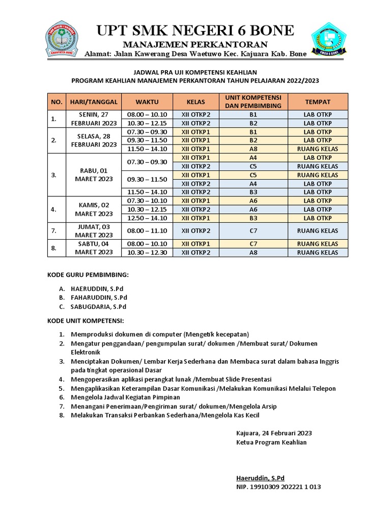 Contoh Jadwal Pra Ukk | PDF