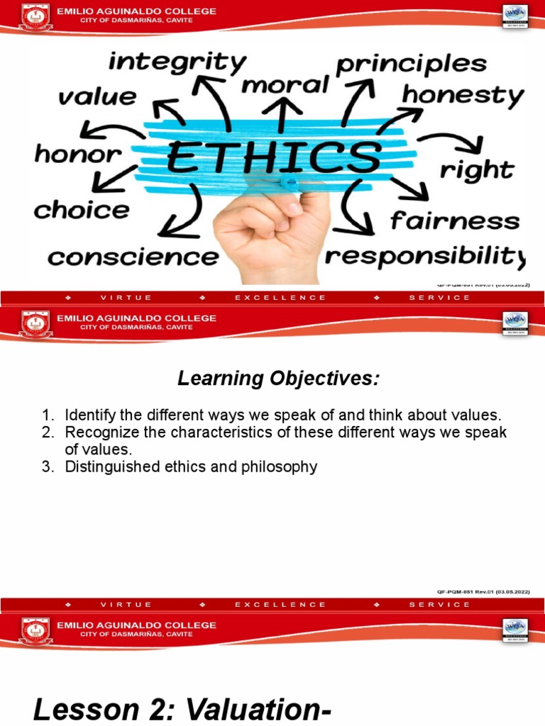 Unit 1 Lesson 2 Valuation | PDF | Morality | Applied Ethics