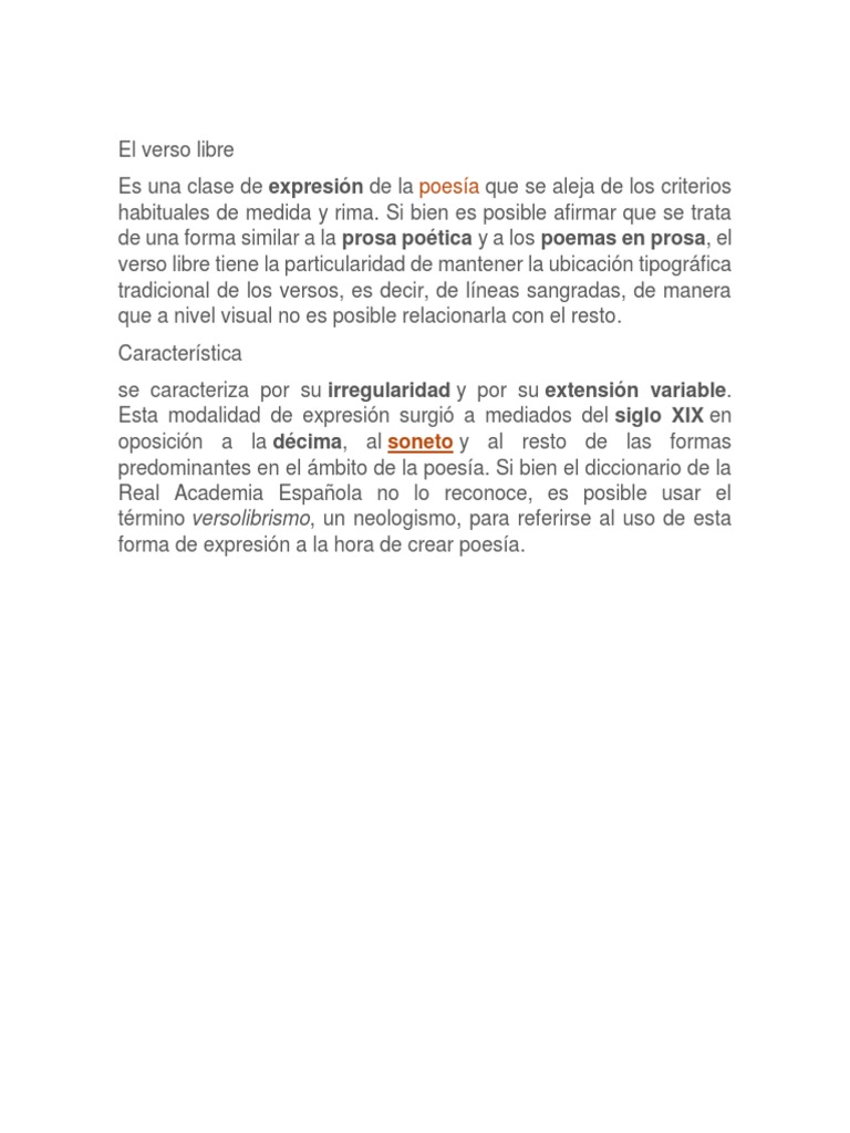 Definición y características del verso libre | PDF