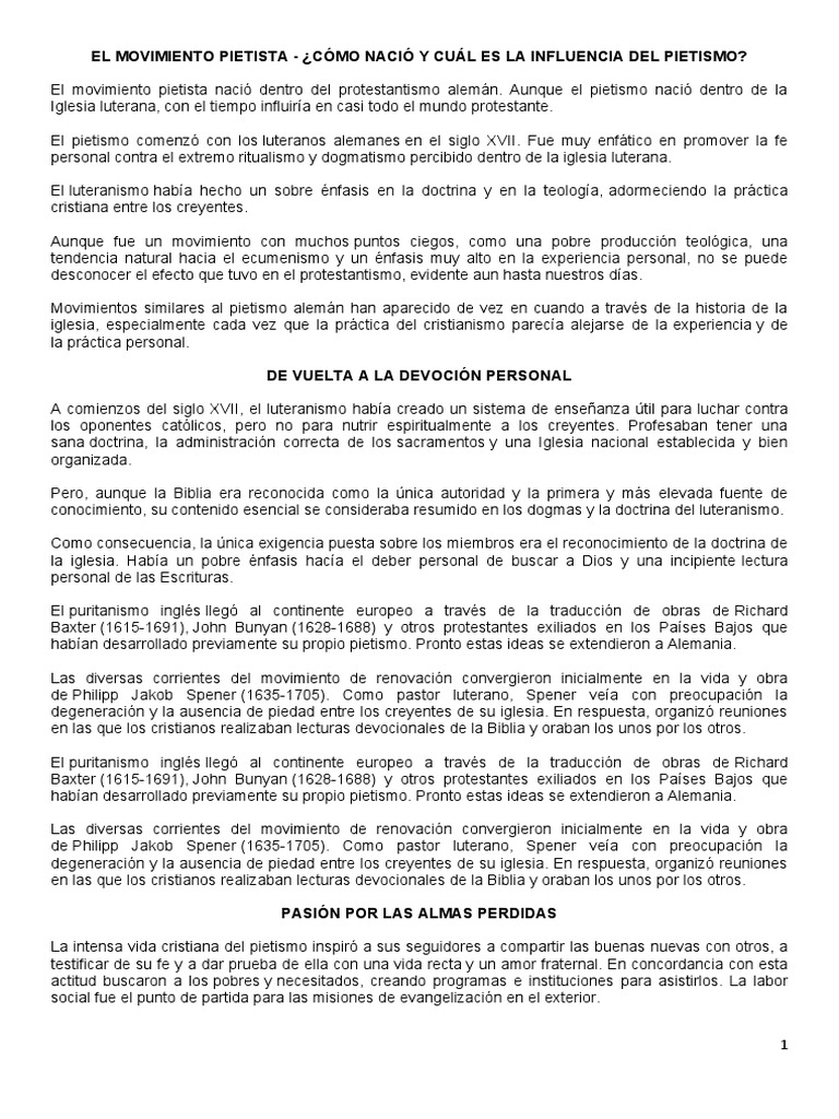 El Movimiento Pietista | Descargar gratis PDF | protestantismo ...