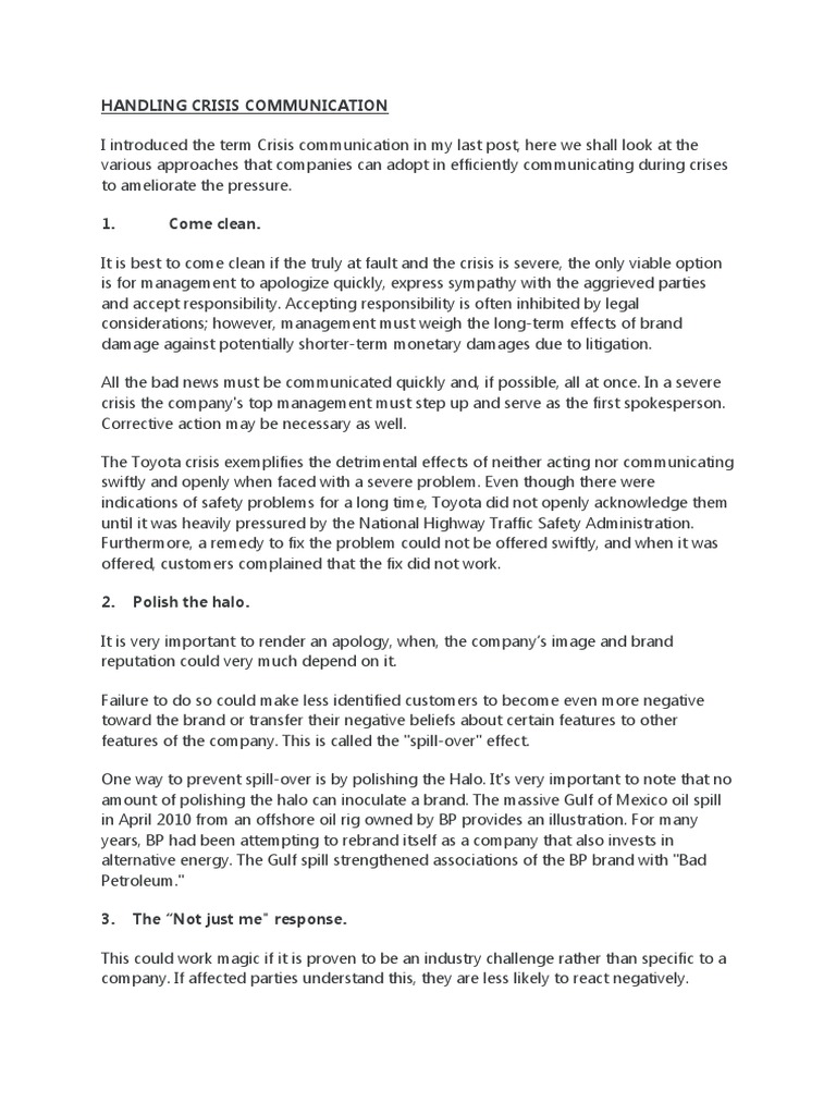 Handling Crisis Communication | PDF | Bp | Brand