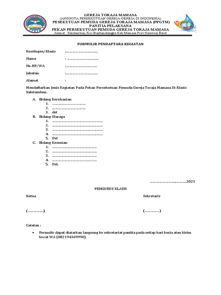 FORMULIR KEGIATAN | PDF