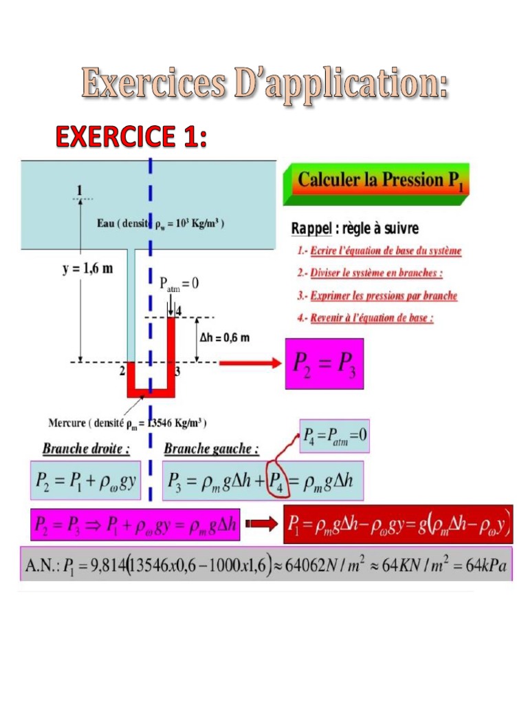 Calcul de pression en mécanique des fluides | PDF | Pression | Chimie ...