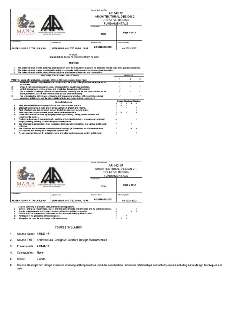Syllabus 2021 - Design 2 - AR142-1P | PDF | Microsoft Power Point