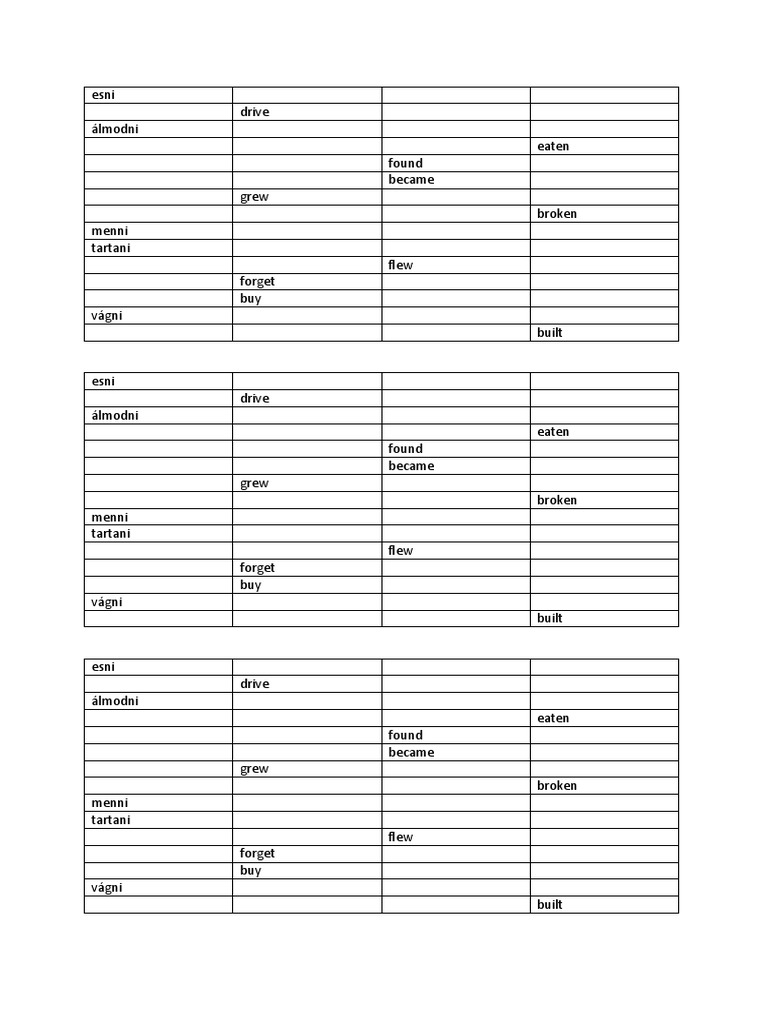 Rendhagyó Igék - Real Life | PDF