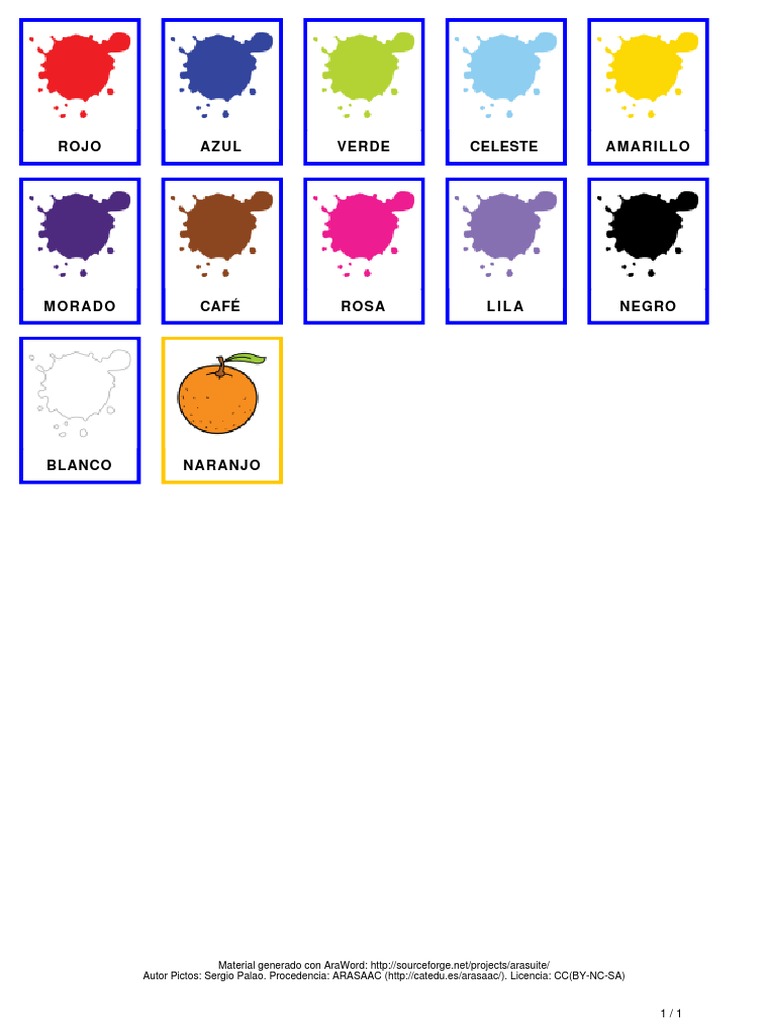 Pictogramas de Colores ARASAAC | PDF