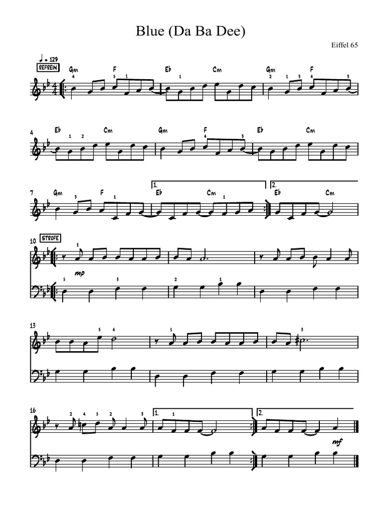 Blue (Da Ba Dee) - Full Score | PDF