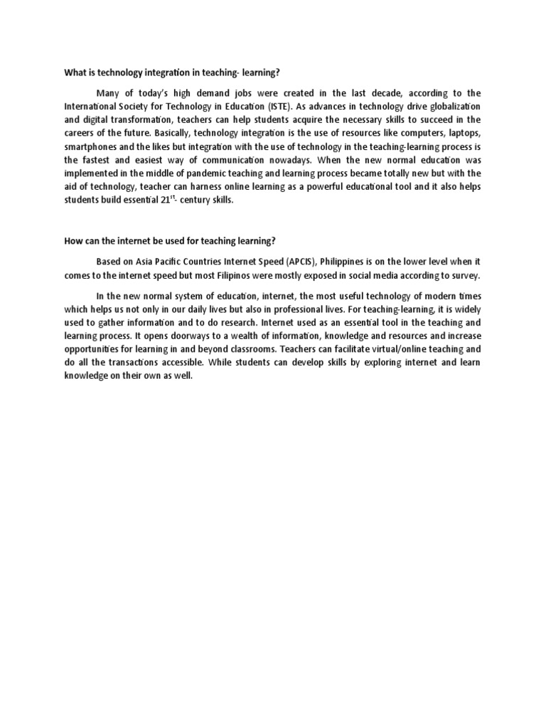 Tech Integration in Teaching & Learning | PDF