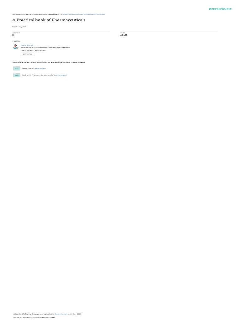 CV RPG Pharmaceutics I | PDF | Pharmacy | Pharmaceutical Sciences