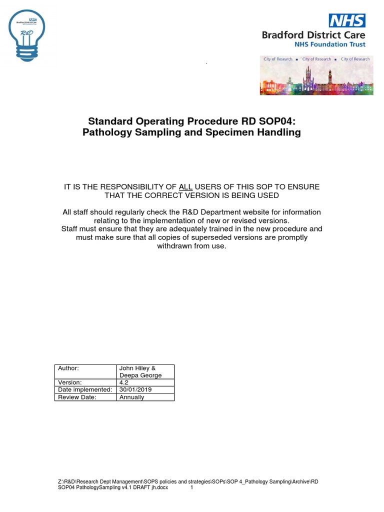 Pathology Sampling SOP for Research | PDF | Carbon Dioxide | Ice