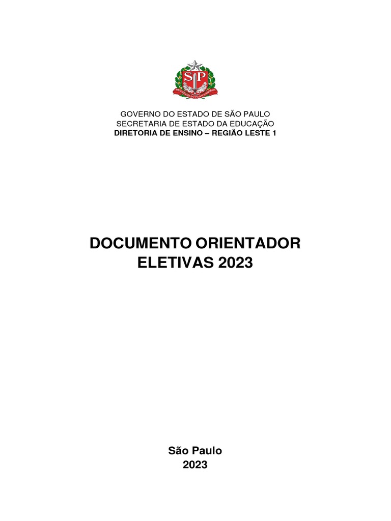 Documento Orientador Eletivas 2023 | PDF