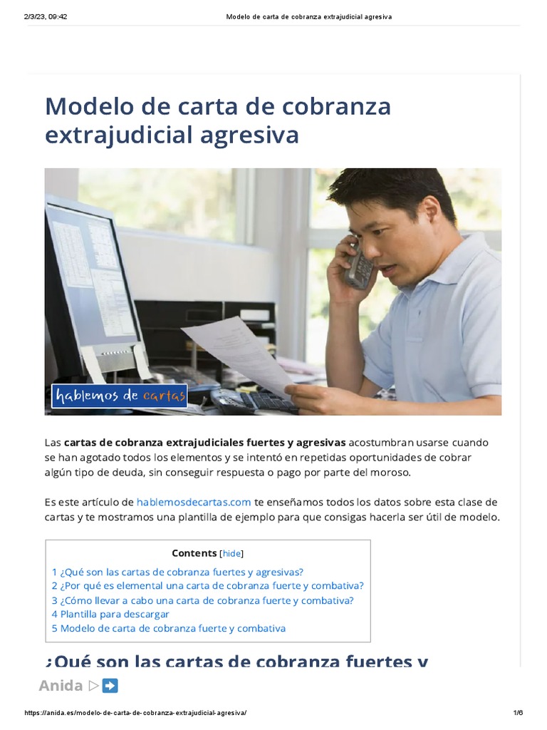 La Carta de Cobranza Extrajudicial Agresiva | PDF