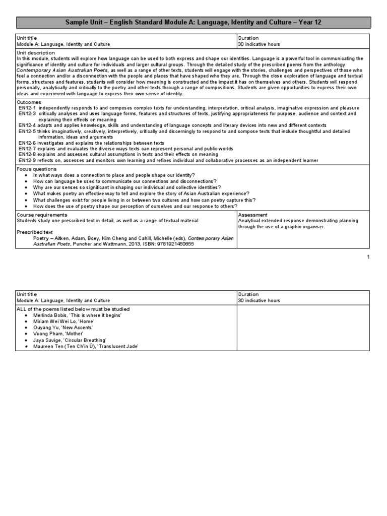 Stage 6 English Standard Support Material Module A - Contemporary Asian ...