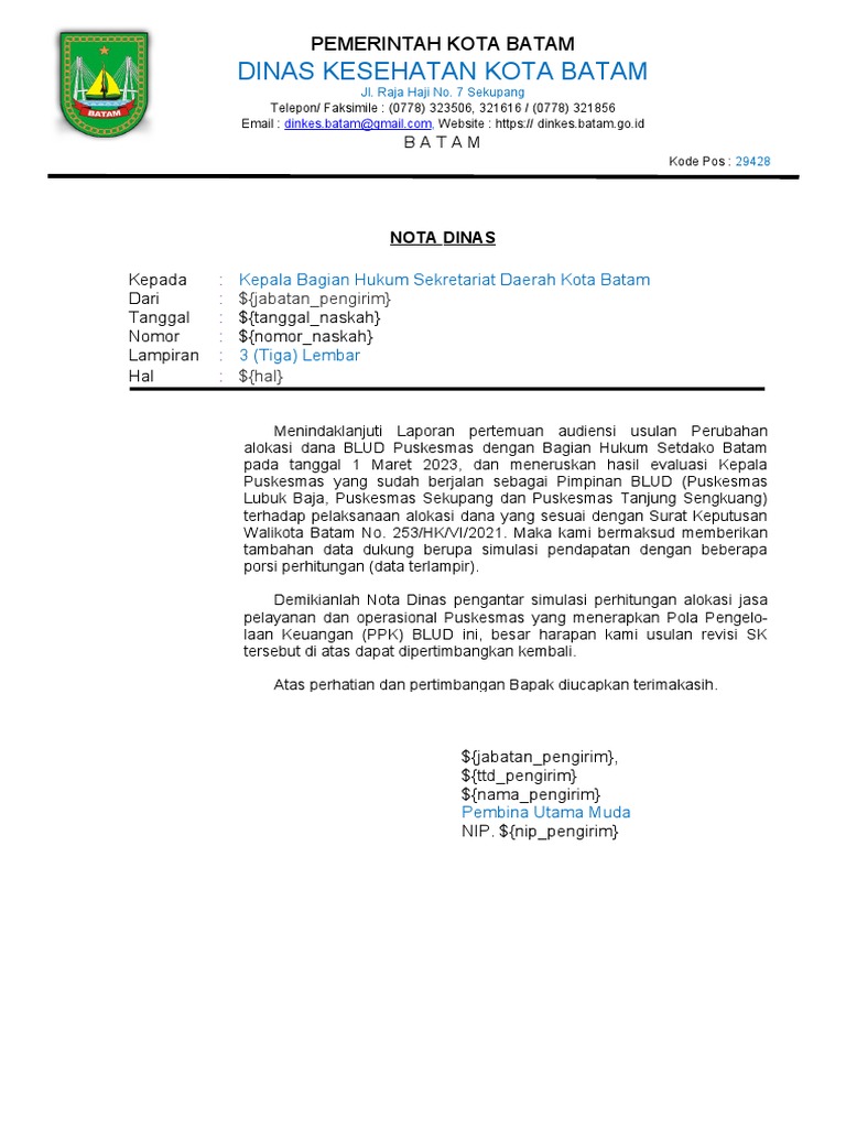 Nota Dinas Pengantar | PDF