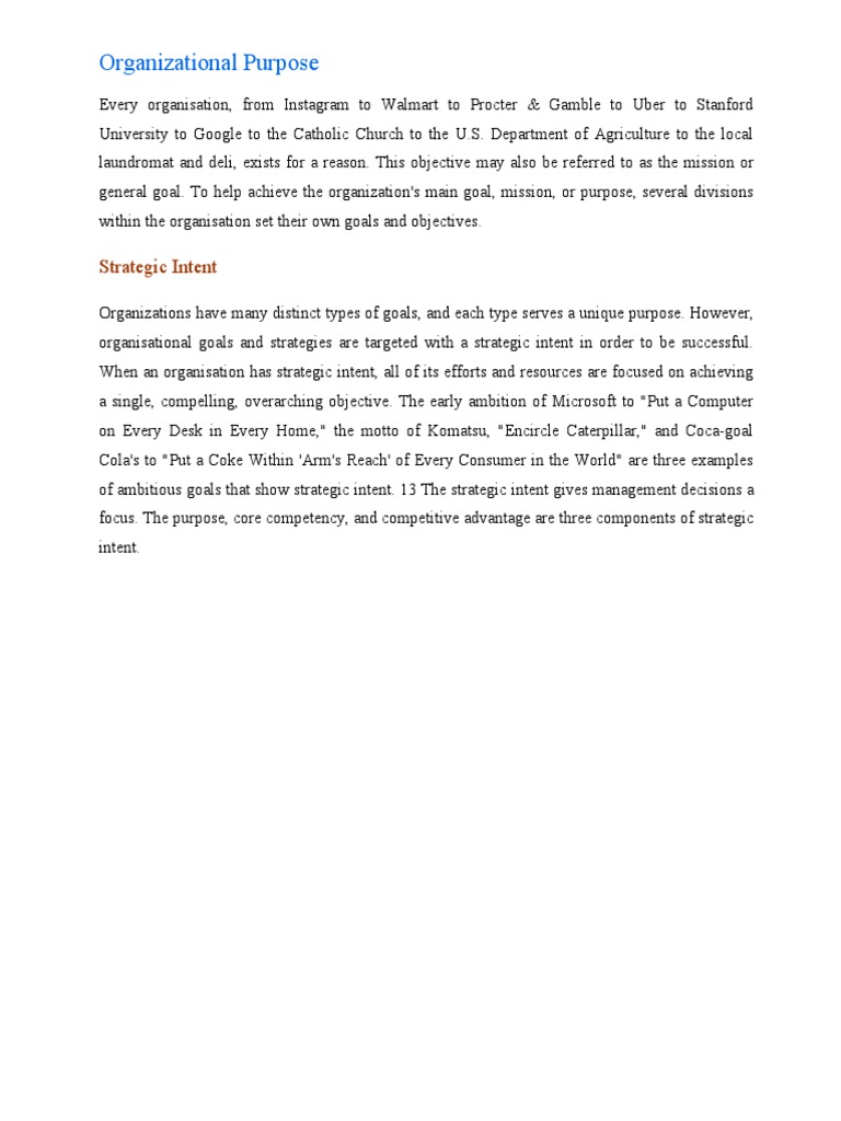 Organizational Purpose | PDF