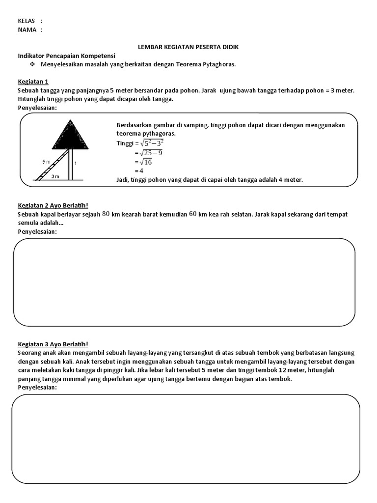 LKPD Teorema Pythagoras 1 | PDF