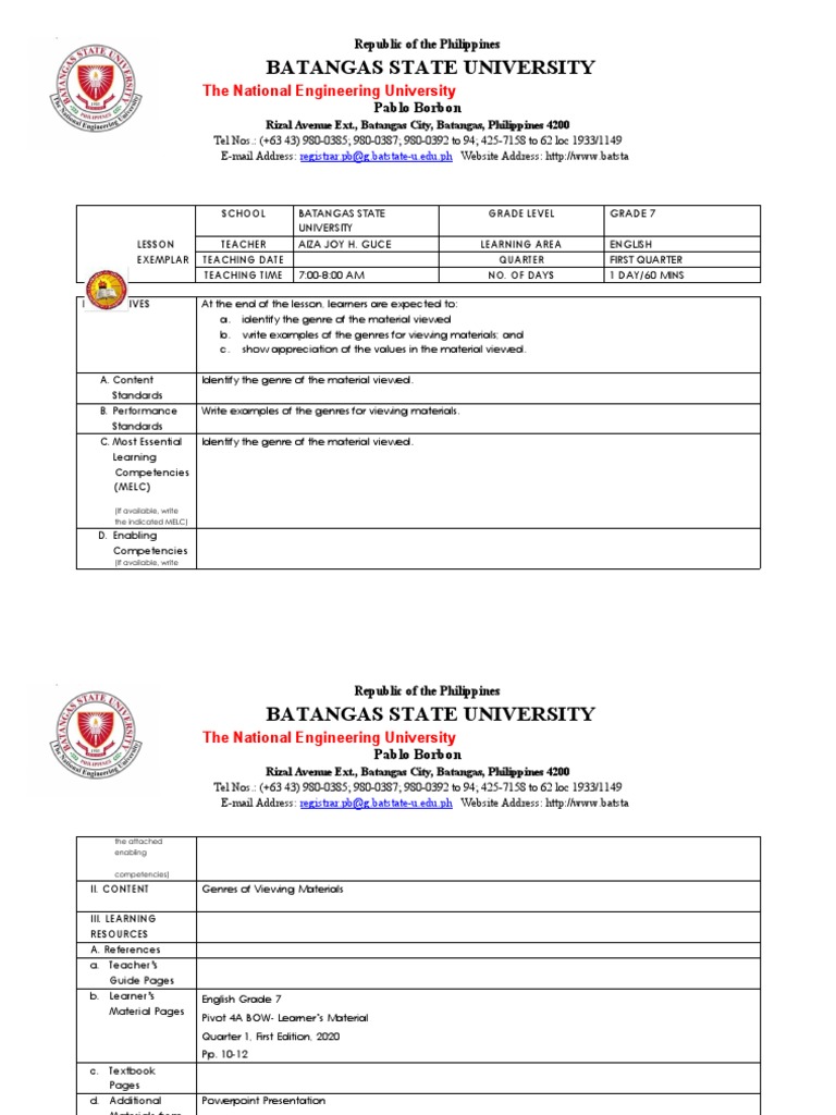 Lesson Exemplar English | PDF